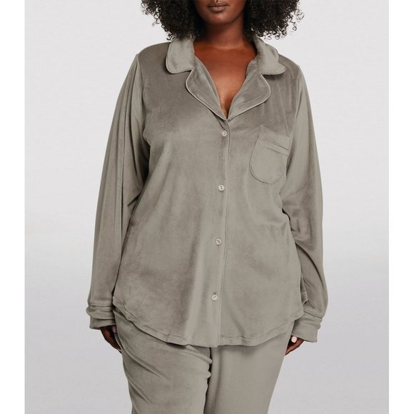 SKIMS | Intimates & Sleepwear | Skims Velour Sleep Top Button Up Smoke ...